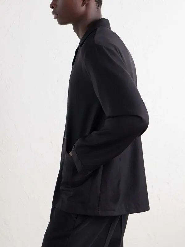THE ROW Valli Camp-collar Herringbone Wool-twill Shirt