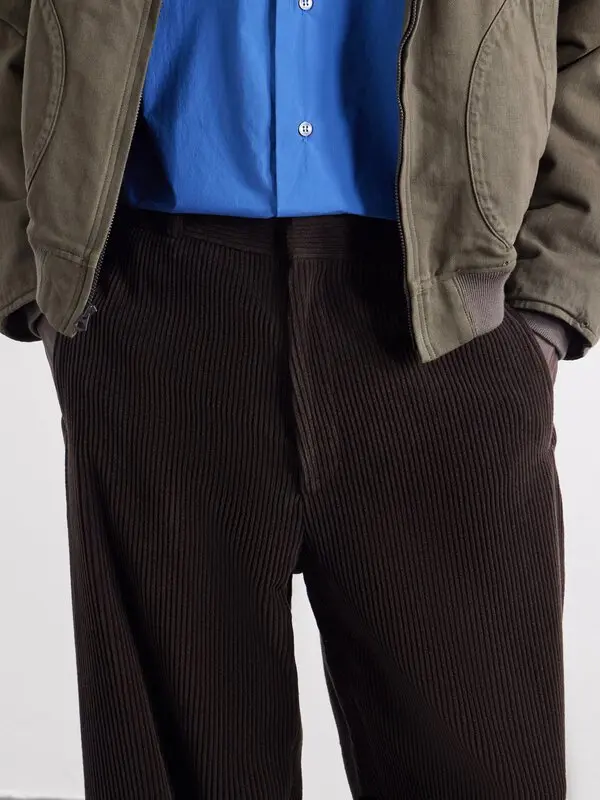 A.PRESSE Straight-leg Wool And Cotton-blend Corduroy Trousers