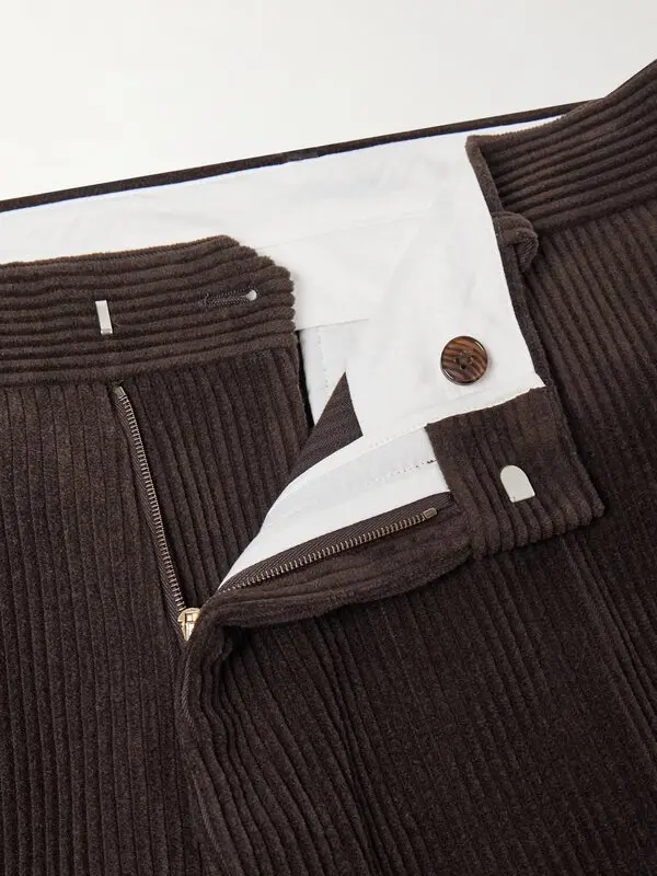 A.PRESSE Straight-leg Wool And Cotton-blend Corduroy Trousers