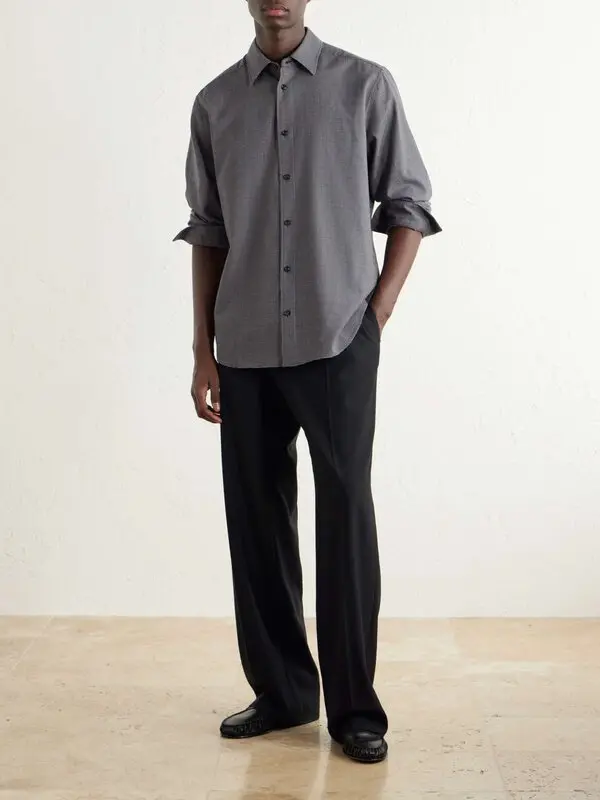 THE ROW Victor Checked Wool-poplin Shirt