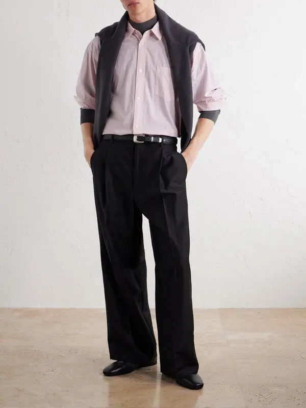 LEMAIRE Wide-leg Pleated Wool-blend Twill Trousers