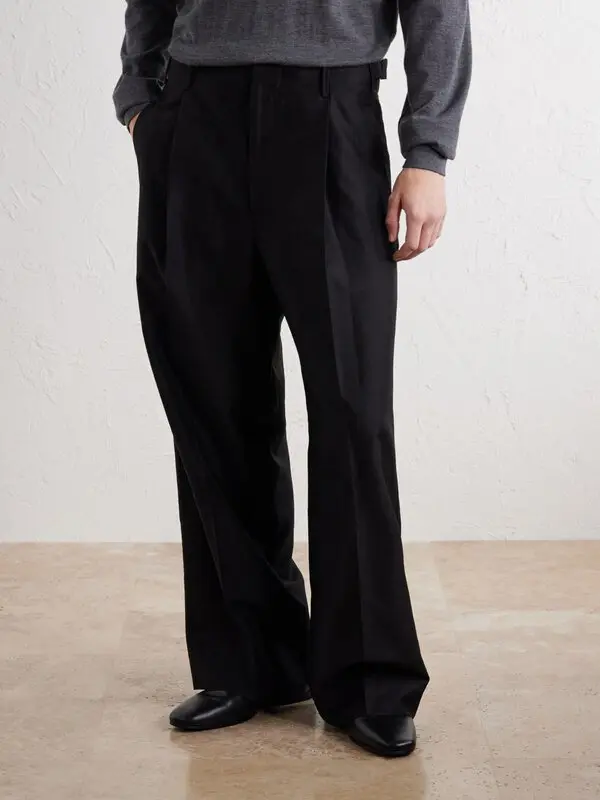 LEMAIRE Wide-leg Pleated Wool-blend Twill Trousers