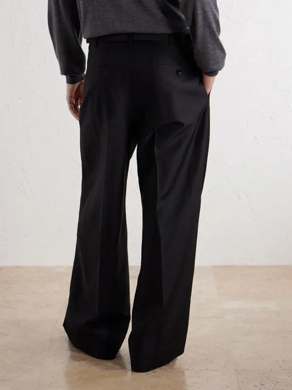 LEMAIRE Wide-leg Pleated Wool-blend Twill Trousers
