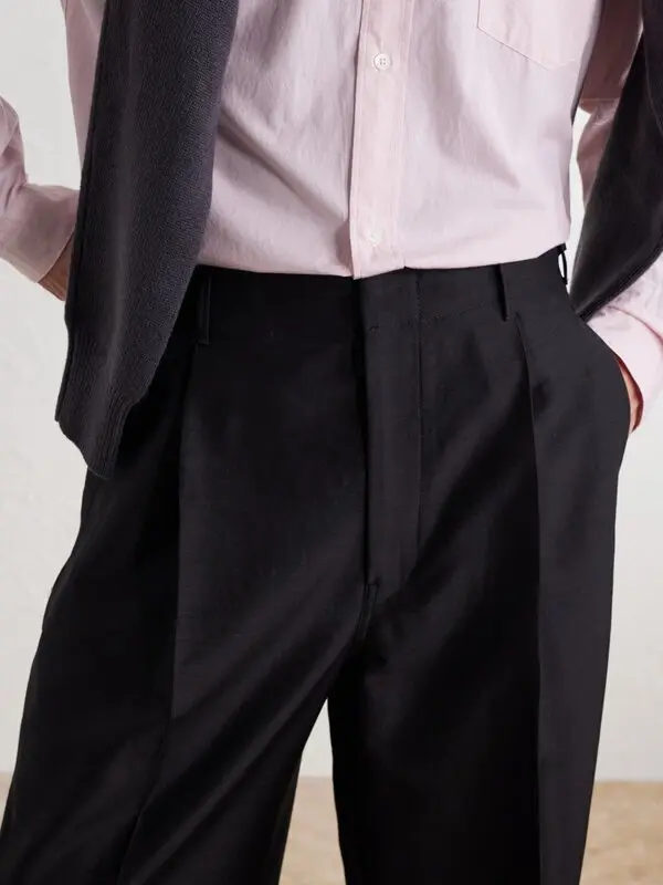 LEMAIRE Wide-leg Pleated Wool-blend Twill Trousers
