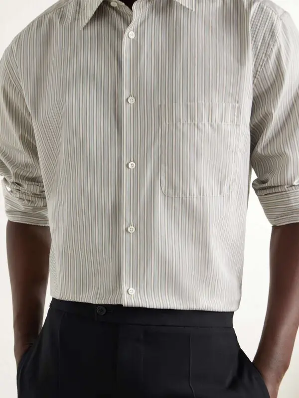 THE ROW Uday Striped Cotton-poplin Shirt