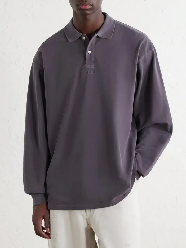 John Elliott Oversized Cotton-piqué Polo Shirt - Gray
