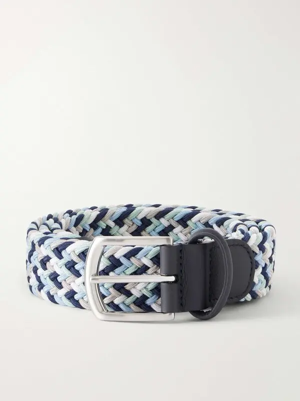 Anderson's 4cm Leather-trimmed Braided Belt