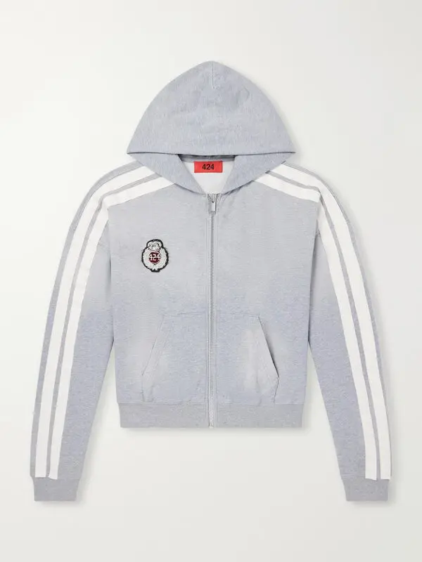 424 Logo-appliquéd Distressed Cotton-jersey Hoodie