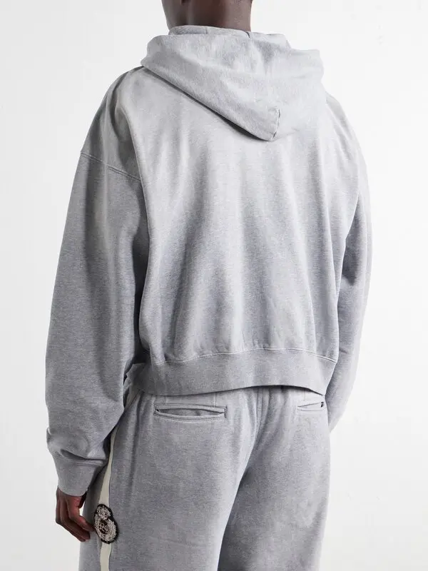 424 Logo-appliquéd Distressed Cotton-jersey Hoodie