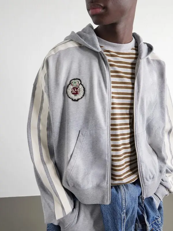424 Logo-appliquéd Distressed Cotton-jersey Hoodie