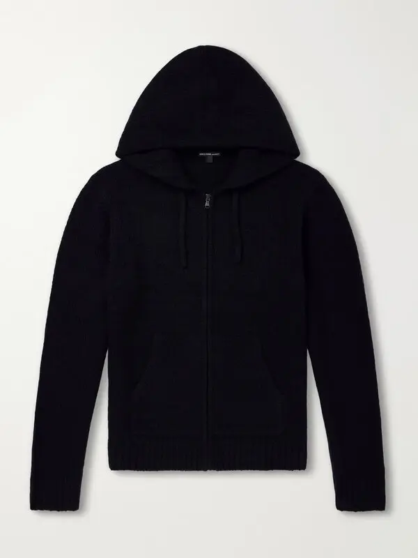 JAMES PERSE Ribbed Cashmere Zip-up Hoodie