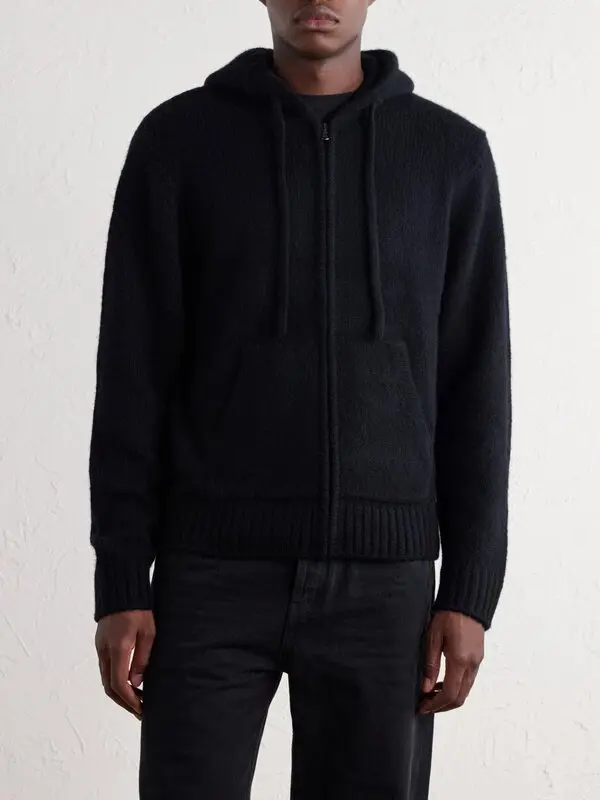 JAMES PERSE Ribbed Cashmere Zip-up Hoodie