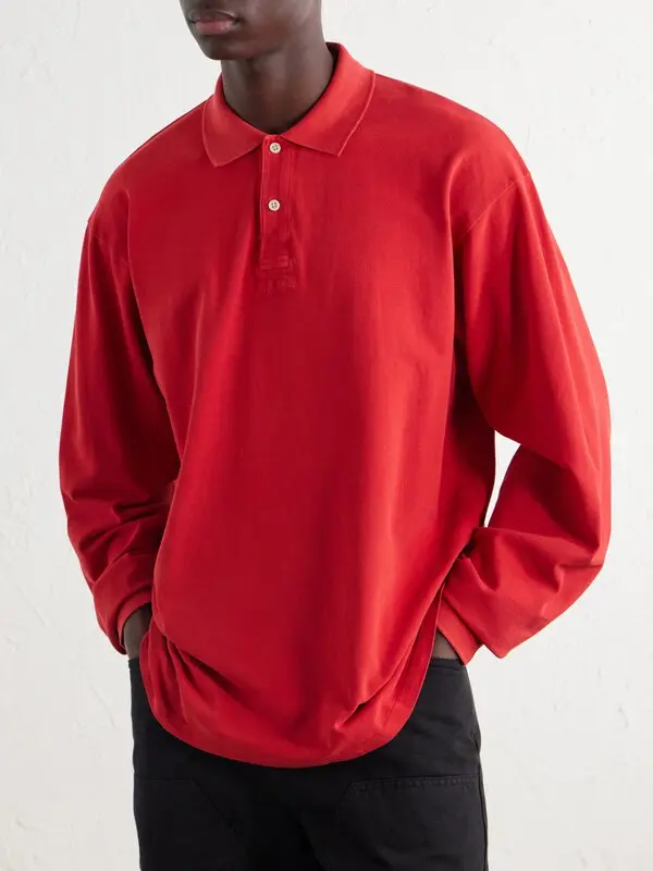 John Elliott Oversized Cotton-piqué Polo Shirt - Red