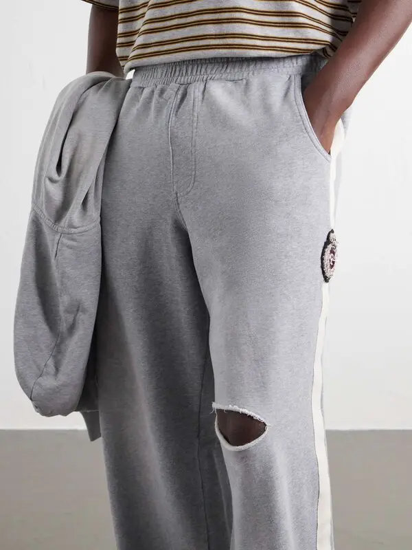 424 Wide-leg Distressed Cotton-jersey Sweatpants