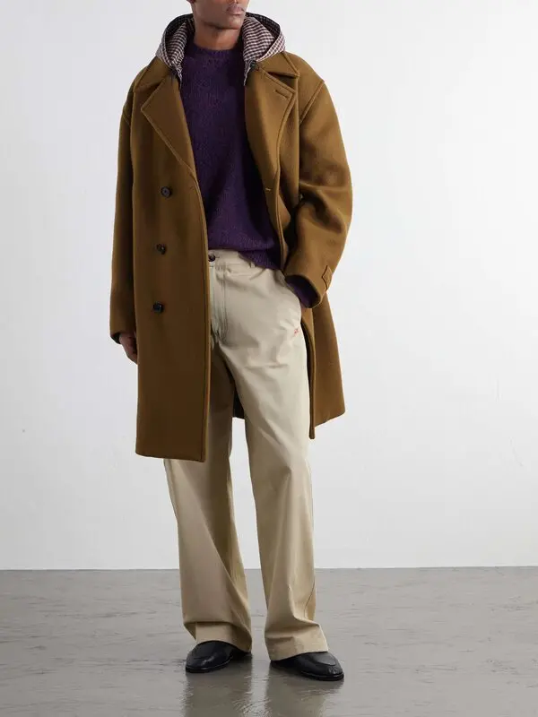 Loewe Double-breasted Hooded Wool-blend Felt Coat