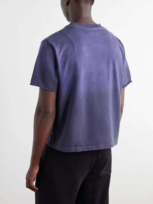 424 Distressed Logo-appliquéd Cotton-jersey T-shirt - Blue