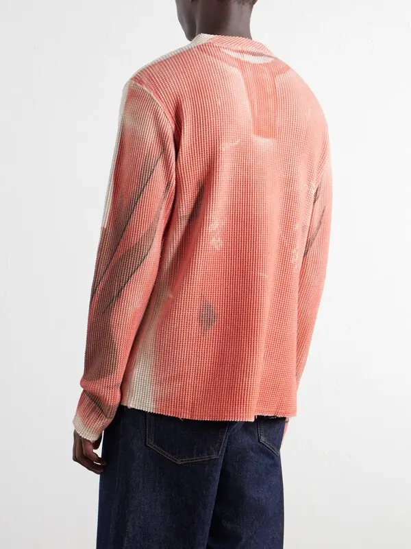 424 Azuki Shao Homage Printed Waffle-knit Henley T-shirt