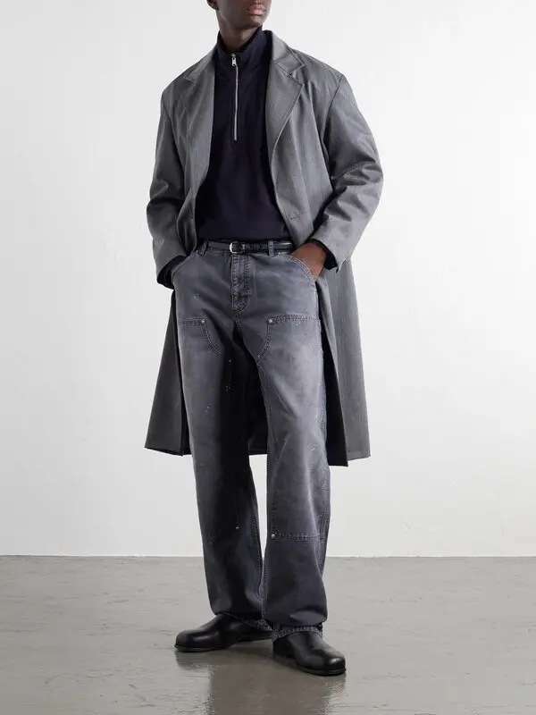 John Elliott Desert Snow Straight-leg Paint-splattered Cotton-canvas Trousers - Gray