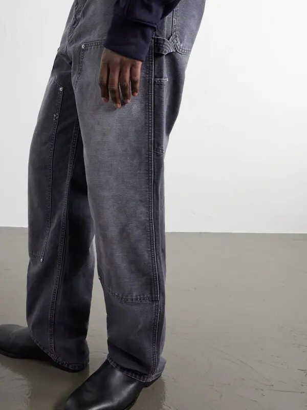 John Elliott Desert Snow Straight-leg Paint-splattered Cotton-canvas Trousers - Gray