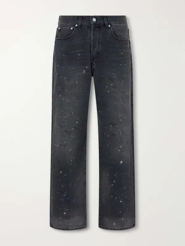 John Elliott Straight-leg Paint-splattered Distressed Jeans