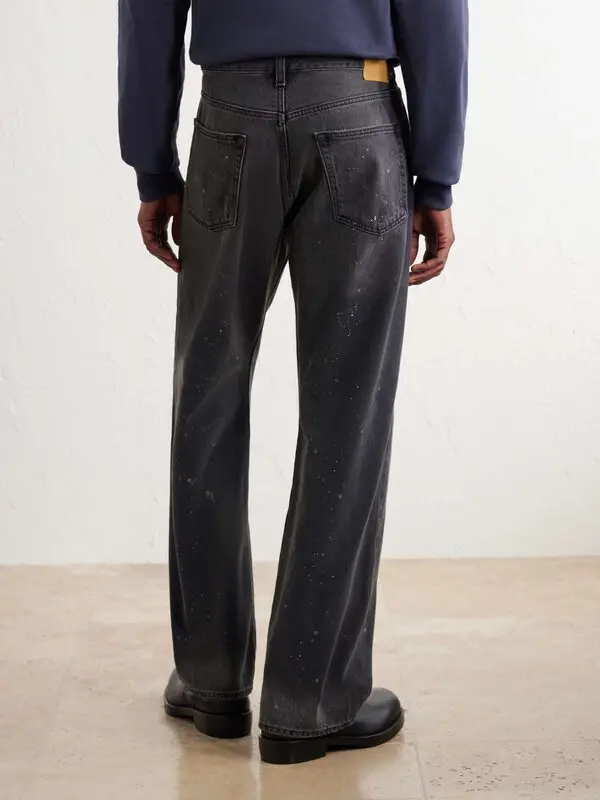 John Elliott Straight-leg Paint-splattered Distressed Jeans