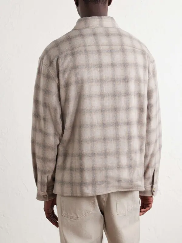 FRAME Checked Wool-blend Flannel Zip-up Overshirt