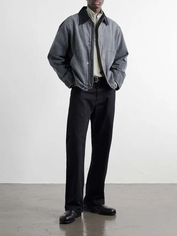 John Elliott Corduroy-trimmed Paint-splattered Denim Jacket
