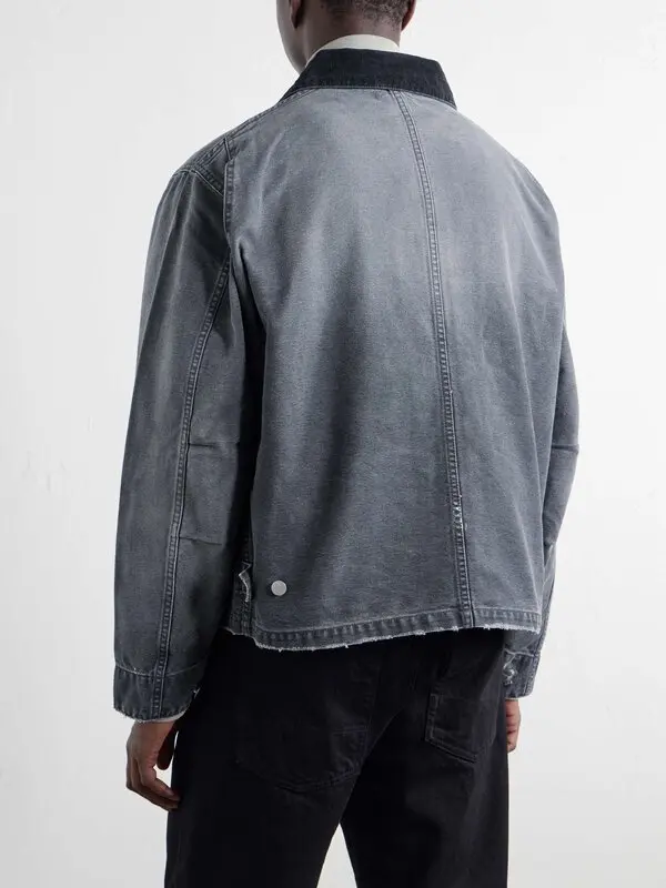 John Elliott Corduroy-trimmed Paint-splattered Denim Jacket