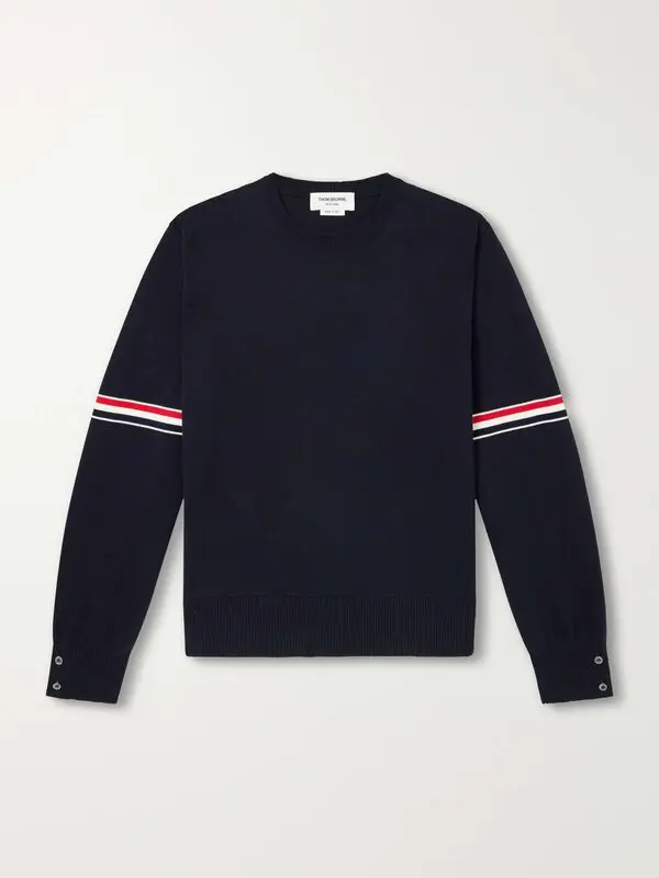 Thom Browne Striped Cotton Sweater - Navy