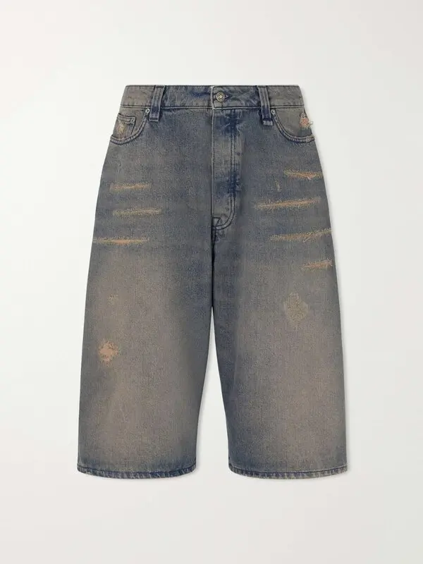 424 Big Daddy Wide-leg Distressed Denim Shorts