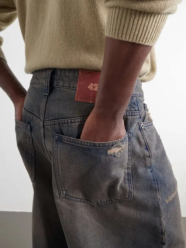 424 Big Daddy Wide-leg Distressed Denim Shorts
