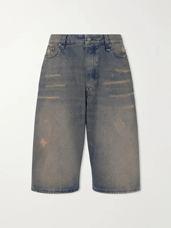 424 Big Daddy Wide-leg Distressed Denim Shorts
