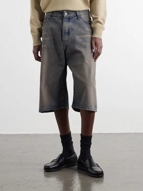 424 Big Daddy Wide-leg Distressed Denim Shorts