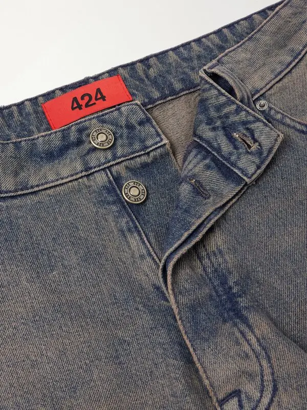 424 Big Daddy Wide-leg Distressed Denim Shorts