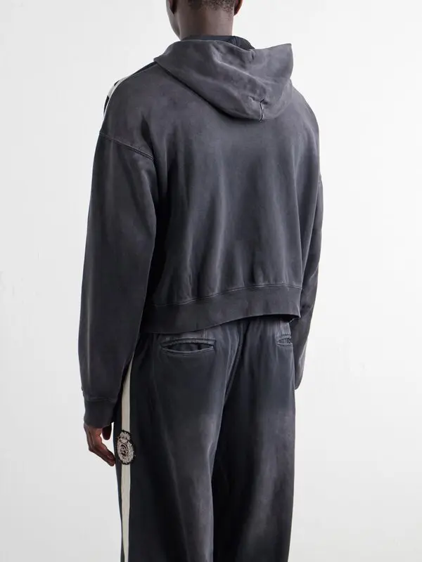 424 Logo-embroidered Distressed Cotton-jersey Zip-up Hoodie