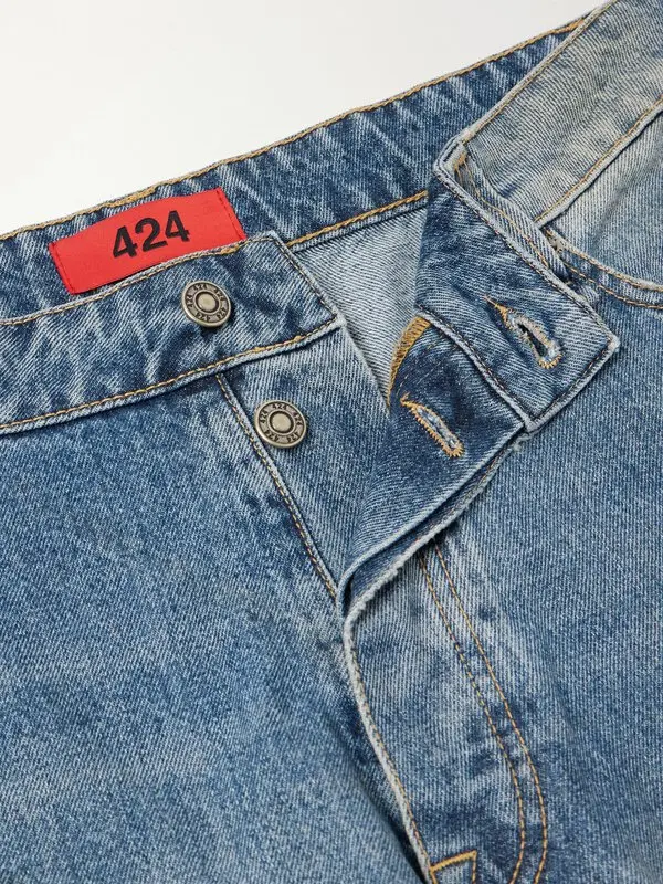 424 Big Daddy Wide-leg Distressed Denim Shorts