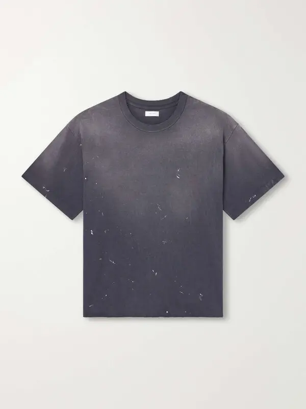 John Elliott Odeon Paint-splattered Distressed Cotton-jersey T-shirt
