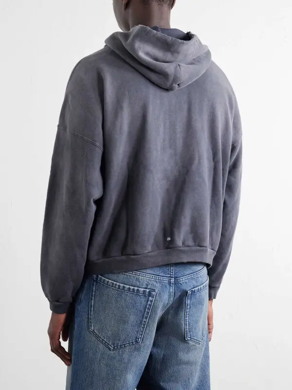 John Elliott Odean Frances Paint-splattered Distressed Cotton-jersey Zip-up Hoodie