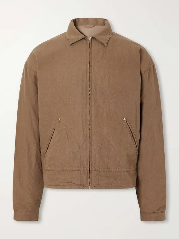 KAPTAIN SUNSHINE Crinkled Wool And Hemp-blend Canvas Bomber Jacket