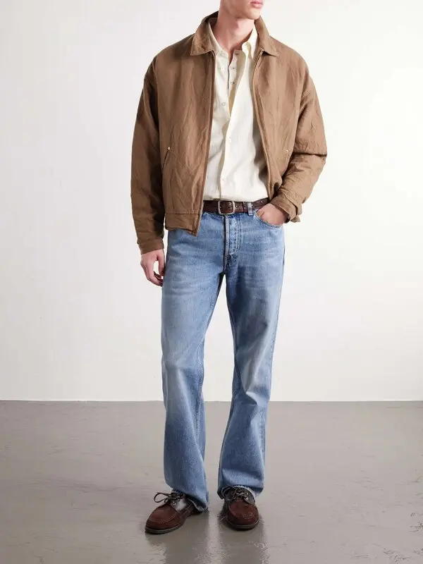 KAPTAIN SUNSHINE Crinkled Wool And Hemp-blend Canvas Bomber Jacket