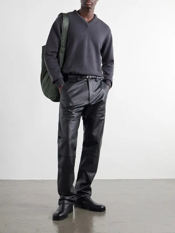 424 Straight-leg Panelled Leather Trousers