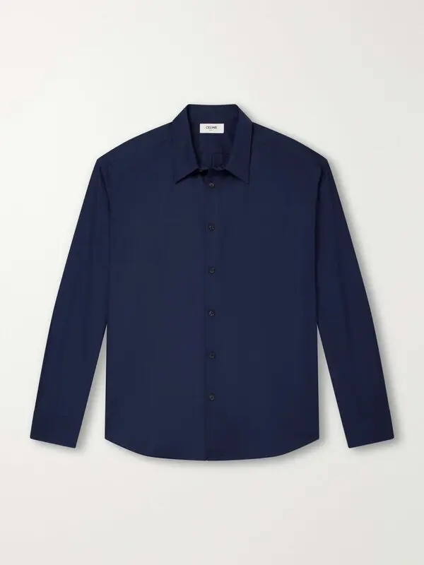 Celine Logo-embroidered Cotton-poplin Shirt