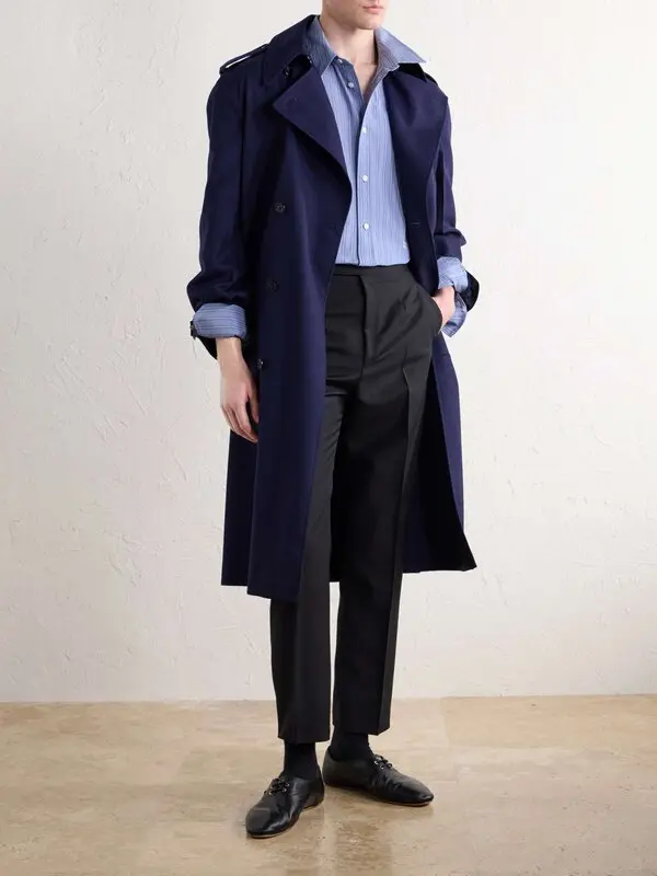 Celine Mayfair Double-breasted Belted Wool-gabardine Trench Coat