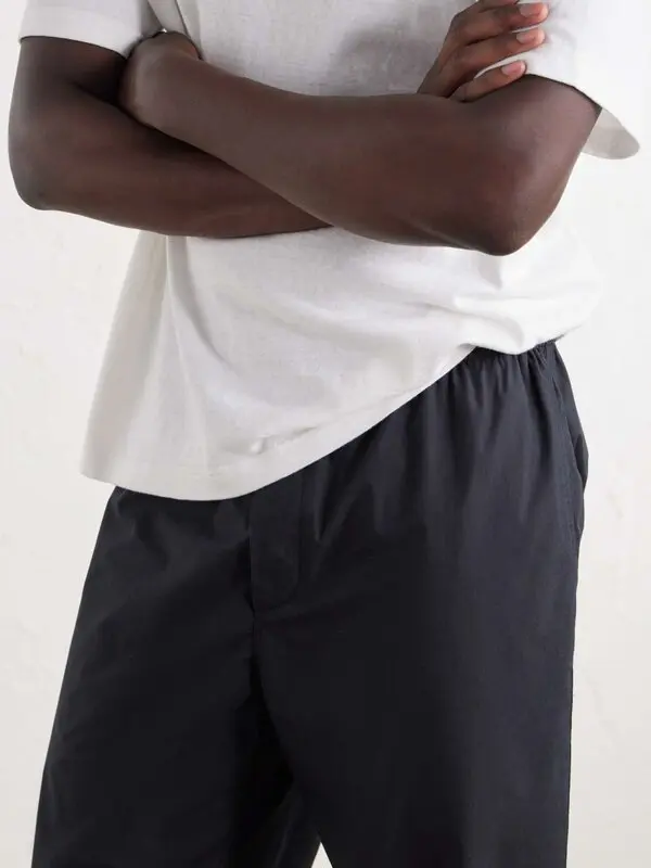 THE ROW Pascale Straight-leg Cotton-blend Poplin Drawstring Trousers