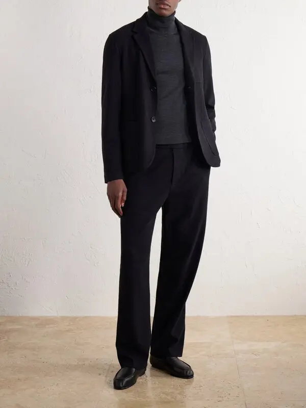 JAMES PERSE Straight-leg Cotton-blend Felt Suit Trousers - Black