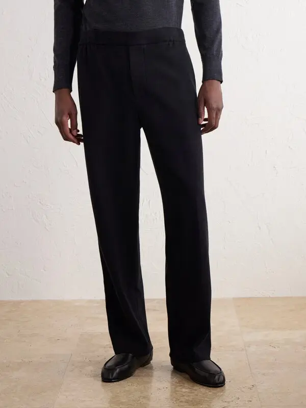 JAMES PERSE Straight-leg Cotton-blend Felt Suit Trousers - Black