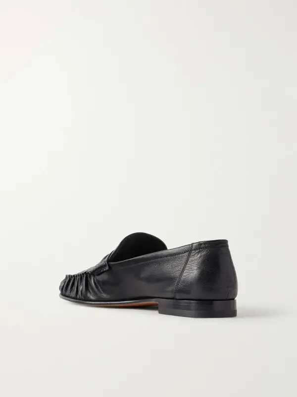 THE ROW Theo Gathered Leather Loafers