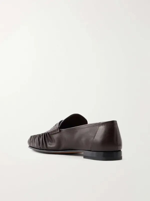 THE ROW Theo Gathered Leather Loafers