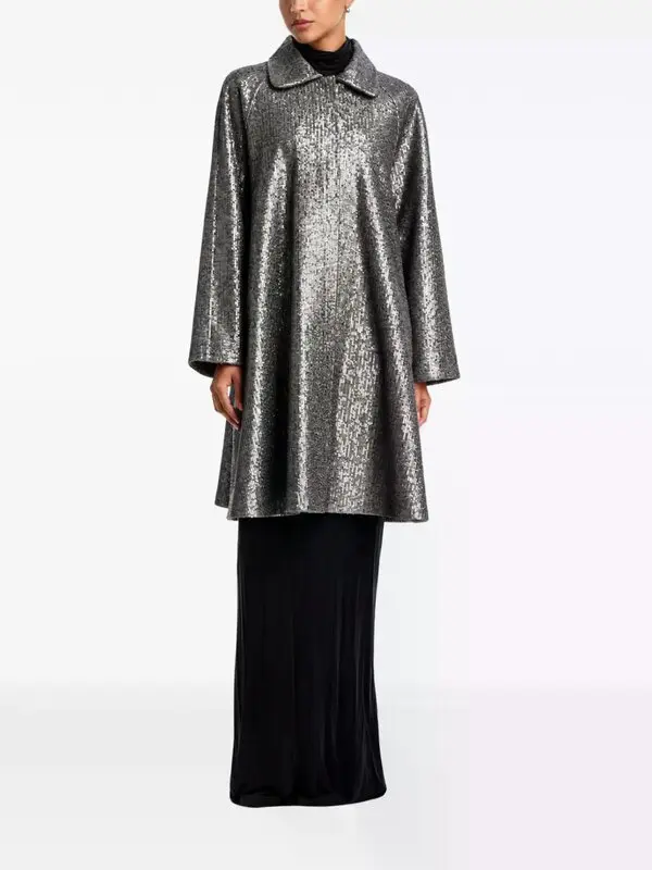 Norma Kamali Trench To Knee Sequin-embellished A-line Coat - Grey