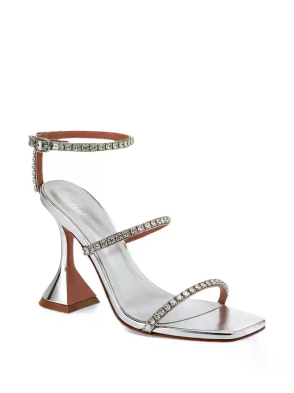 Amina Muaddi Gilda Sandals 95 Ivory Satin And White Crystals